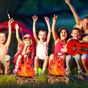 Inflatable Fake Campfire Camping Props Bonfire Party Decor Campfire Party Decorations Artificial Flame Campfire for Indoor Camping Overnight and Scene Setting (2 Pieces)