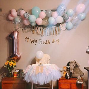 Baby Birthday Decoration - 1st Birthday Baby High Chair Banner Chair Tutu Skirt Decoration for Birthday Party Supplies (Pink&Green)…