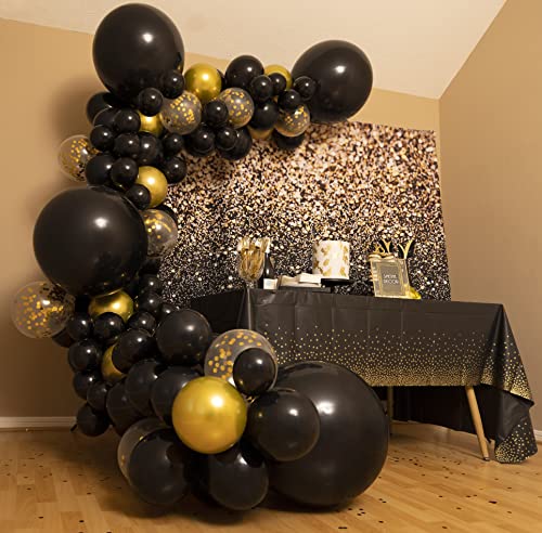 115pcs – Black and Gold Balloon Garland Kit & Arch – Black Gold Balloons Party Decorations – Balloon Arch for Gold and Black Birthday, Graduation, New Years, NYE, Retirement, Wedding, Anniversary