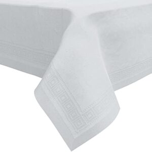 HOUZZKINGZ USA Paper Tablecloths for Rectangle Tables | 54” X 108” – 12 Pack | White Paper Disposable Tablecloth | 3-Ply Premium Paper & Plastic Table Cloths for Parties Disposable