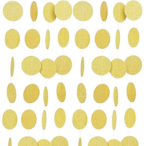 Gold Birthday Decorations, Gold Glitter Happy Birthday Banner and Circle Dots Garland for Birthday Party Decorations Birthday Party Supplies