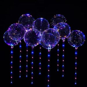 clear led bobo balloons – 10 pack led light up colorful bobo balloons, 20 inches helium clear balloons for party, christmas, wedding, anniversary, graduation, decoration, house warming, birthday party balloons