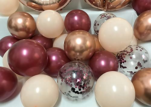 60th birthday decorations women – Rose gold 60 birthday party supplies for Happy Womens with Fabulous Champagne burgundy flowers Balloons Tissues Decor (burgundy + Champagne)