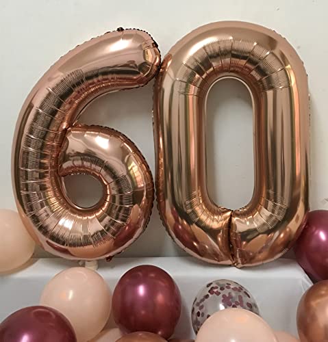 60th birthday decorations women – Rose gold 60 birthday party supplies for Happy Womens with Fabulous Champagne burgundy flowers Balloons Tissues Decor (burgundy + Champagne)