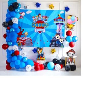 Paw Dog Birthday Party Decorations, Paw Theme Party Supplies Set for Girl’s/Boy’s with Balloons Garland kit, Dog Patrol Backdrop, Dog Foil Balloons (B)