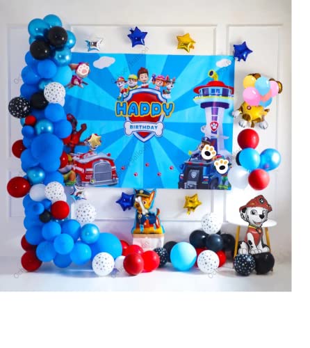 Paw Dog Birthday Party Decorations, Paw Theme Party Supplies Set for Girl’s/Boy’s with Balloons Garland kit, Dog Patrol Backdrop, Dog Foil Balloons (B)