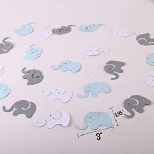 luckylibra Boy baby shower decorations, It is a Boy Banners Elephant Garland and Paper Lantern Paper Flower Pom Poms （Blue White Grey）