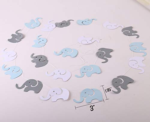 luckylibra Boy baby shower decorations, It is a Boy Banners Elephant Garland and Paper Lantern Paper Flower Pom Poms （Blue White Grey）