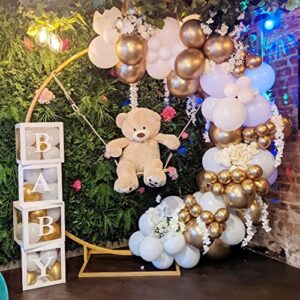 Baby Shower Decoration Baby Balloon Box - 4 pcs Transparent Balloons Boxes with BABY Letter ,White Baby Blocks Centerpieces Party Favors for Baby Girl Boy Birthday Gender Reveal Backdrop