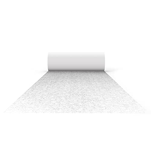 SLS SUPPLY FLORA - Wedding Aisle Runner, White Floral Print Wedding Floor Must-Have with Pull String and Double-Sided Adhesive Strip, for Indoor and Outdoor Weddings, 100 feet X 3 feet