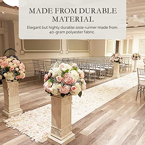 SLS SUPPLY FLORA - Wedding Aisle Runner, White Floral Print Wedding Floor Must-Have with Pull String and Double-Sided Adhesive Strip, for Indoor and Outdoor Weddings, 100 feet X 3 feet