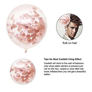 Rose Gold Confetti Latex Balloons, 50pcs 12 Inch Party Balloons for Bridal Shower Wedding Birthday Engagement Decoration