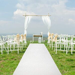 J&A Homes White Wedding Aisle Runner (3 Feet x 100 Feet) — Includes Pull String and Double-Sided Adhesive Tape — Scroll Pattern Runner is Great for Indoor or Outdoor Weddings, Prom and Parties (White)