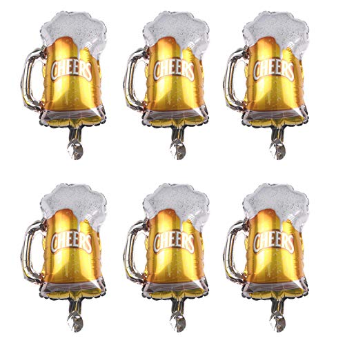 10 Pcs Beer Mug Cheers Foil Balloons Gold 16 Inch Mylar Balloon Beer Theme Party Decoration