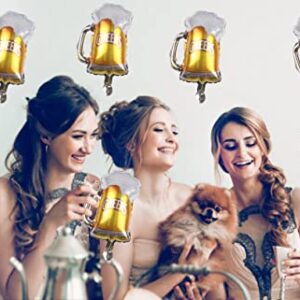 10 Pcs Beer Mug Cheers Foil Balloons Gold 16 Inch Mylar Balloon Beer Theme Party Decoration