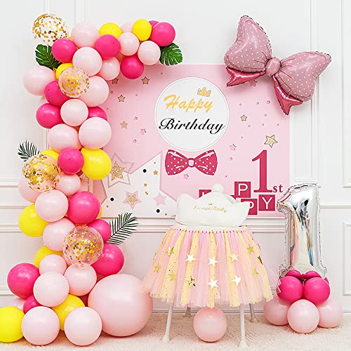 Hot Pink Balloons 100pcs 12 Inch Pink Latex Party Balloon for Girl Women Birthday Wedding Bridal Baby Shower Valentines Engagement Bachelorette Graduation Party Decorations