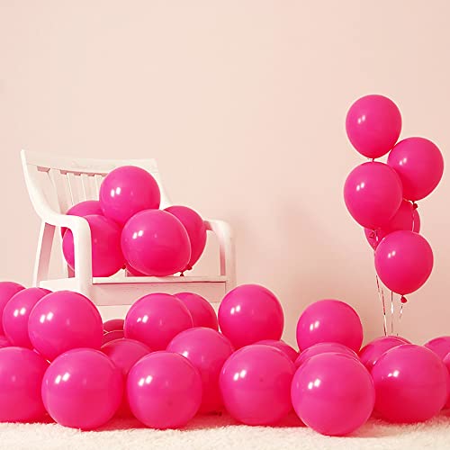 Hot Pink Balloons 100pcs 12 Inch Pink Latex Party Balloon for Girl Women Birthday Wedding Bridal Baby Shower Valentines Engagement Bachelorette Graduation Party Decorations