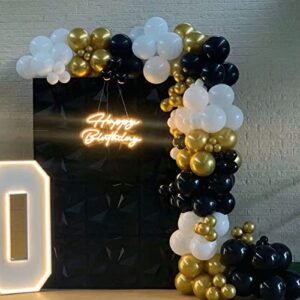 ZOPIBAICO Black White Gold Balloon Garland Arch Kit - 124pcs 18 12 10 5In Black White Metallic Gold and and Black Gold Confetti Balloons for Graduation Birthday Wedding New Year Party Decorations