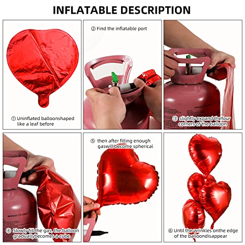 30 pcs Red Heart Balloons 18" Heart Love Foil Balloon , Helium Support Valentines Day Wedding Bridal Engagement Party Anniversary Decorations (30 pcs 18")