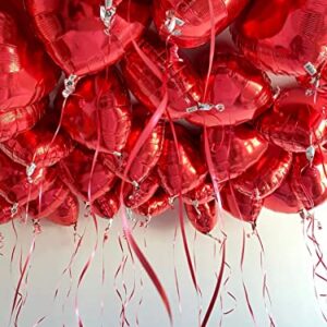 30 pcs Red Heart Balloons 18" Heart Love Foil Balloon , Helium Support Valentines Day Wedding Bridal Engagement Party Anniversary Decorations (30 pcs 18")