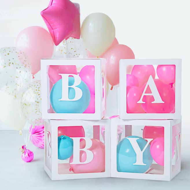 Baby Box Baby Shower Decorations Clear Baby Shower Decorations Block Boxes Baby Shower Birthday Party Gender Reveal Baby Boxes with Letters for Baby Shower