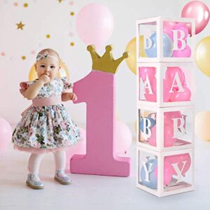 Baby Box Baby Shower Decorations Clear Baby Shower Decorations Block Boxes Baby Shower Birthday Party Gender Reveal Baby Boxes with Letters for Baby Shower