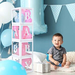 Baby Box Baby Shower Decorations Clear Baby Shower Decorations Block Boxes Baby Shower Birthday Party Gender Reveal Baby Boxes with Letters for Baby Shower