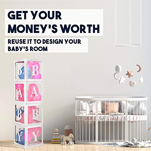 Baby Box Baby Shower Decorations Clear Baby Shower Decorations Block Boxes Baby Shower Birthday Party Gender Reveal Baby Boxes with Letters for Baby Shower