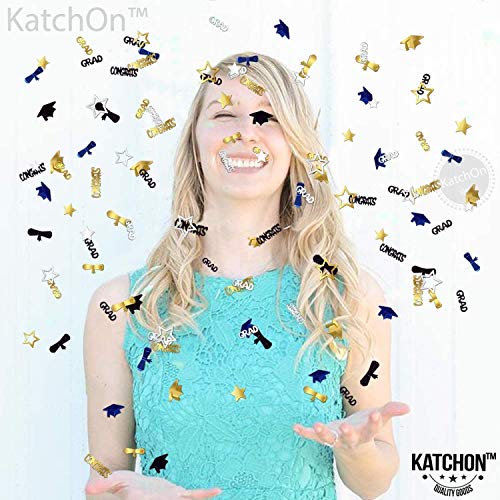 KatchOn, Congrats Grad Graduation Confetti 2023 - Pack of 1000, Blue and Gold Graduation Decorations 2023 | Graduation Decorations Class of 2023 Decorations | Blue Graduation Party Decorations 2023