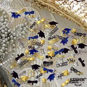 KatchOn, Congrats Grad Graduation Confetti 2023 - Pack of 1000, Blue and Gold Graduation Decorations 2023 | Graduation Decorations Class of 2023 Decorations | Blue Graduation Party Decorations 2023