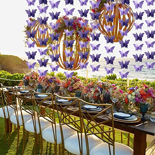 zilue Butterfly Banner Decorative Paper Garland for Wedding, Baby Shower, Birthday & Theme Decor 110 Inches Long Set of 2 Pieces Lightpurple