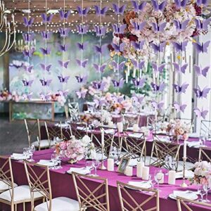 zilue Butterfly Banner Decorative Paper Garland for Wedding, Baby Shower, Birthday & Theme Decor 110 Inches Long Set of 2 Pieces Lightpurple