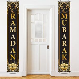 eid mubarak banner ramadan mubarak door sign hanging banners decoration set for ramadan themed party indoor and outdoor party supplies decorations