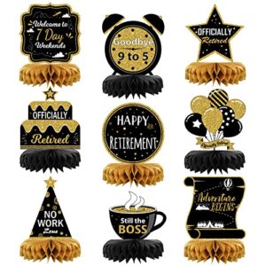 9pcs retirement party decorations, black and gold retirement table decorations, retirement centerpieces for table, retirement decor for retirement party men and women