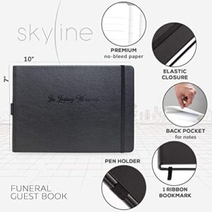 Skyline Funeral Guest Book for Memorial & Funeral Services – in Loving Memory Guest Sign in Book for Funerals – 738 Guest Entries with Name & Address, 129 Pages, Hardcover, 10x7″ (Black)