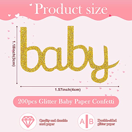 200 Pieces Gold Baby Confetti Gold Foiled Baby Shower Table Scatter Confetti Gender Reveal Party Table Confetti Double -Side Glitter Baby Paper Confetti for Baby Shower Gender Reveal Party Decor