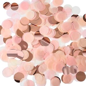 tecunite rose gold pink confetti tissue paper table confetti, 1.76 oz