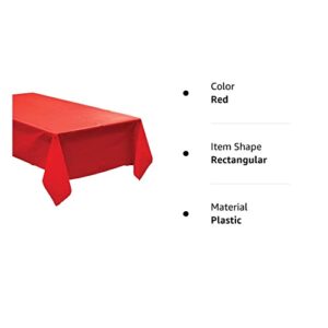 3 Pack Plastic Tablecloth Rectangle 54" X 108" Premium Disposable Table Cover for Party Birthday Wedding (Red)