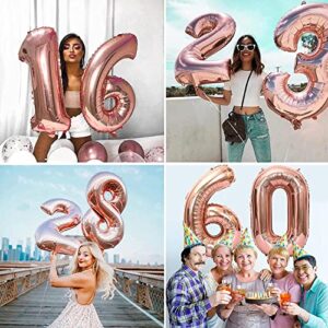 40 Inch Rose Gold Jumbo 2 Number Balloons Huge Giant Balloons Foil Mylar Number Balloons for Birthday Party,Wedding, Bridal Shower Engagement Photo Shoot, Anniversary (Rose Gold,Number 2)