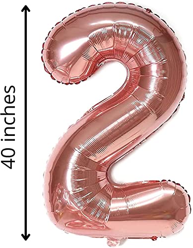 40 Inch Rose Gold Jumbo 2 Number Balloons Huge Giant Balloons Foil Mylar Number Balloons for Birthday Party,Wedding, Bridal Shower Engagement Photo Shoot, Anniversary (Rose Gold,Number 2)