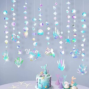 iridescent under the sea party garland decoration for mermaid birthday party decorations ocean theme banner streamer backdrop for baby shower party supplies