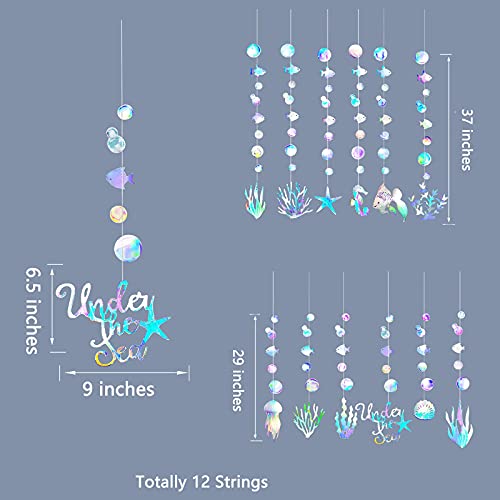 Iridescent Under The Sea Party Garland Decoration for Mermaid Birthday Party Decorations Ocean Theme Banner Streamer Backdrop for Baby Shower Party Supplies