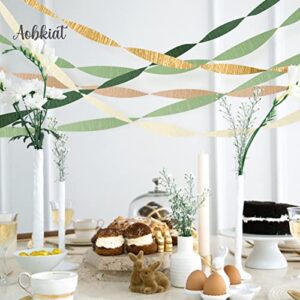 AOBKIAT Wedding Party Decorations, 5 Rolls Olive Green Brown Crepe Paper Streamers for Green Boho Wedding, Birthday, Bridal/Baby Shower