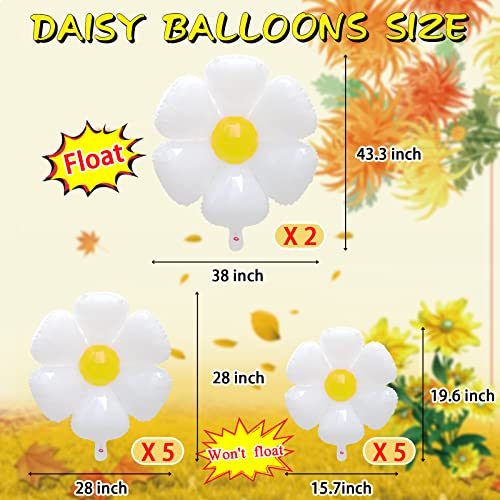 12 Pcs Daisy Balloons,3 Sizes White Flower Balloons for Daisy Birthday Decorations, Baby Shower, Wedding, Daisy Party Decorations Supplies…