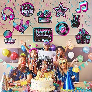 Outus 30 Pieces Music Party Decoration, Music Short Video Party Hanging Swirls Decor for Boys Girls Adults Music Birthday Party DJ Short Video Party Social Media Theme Party Baby Shower Supplies