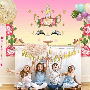 Unicorn Happy Birthday Banner Unicorn Party Supplies Decorations for Birthday Party Cute Fantasy Fairy Girls Party Home Decor