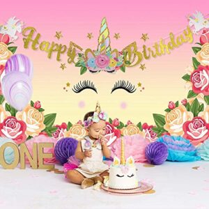 Unicorn Happy Birthday Banner Unicorn Party Supplies Decorations for Birthday Party Cute Fantasy Fairy Girls Party Home Decor