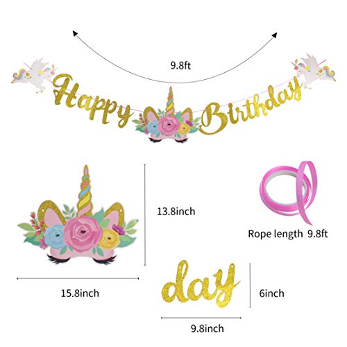 Unicorn Happy Birthday Banner Unicorn Party Supplies Decorations for Birthday Party Cute Fantasy Fairy Girls Party Home Decor