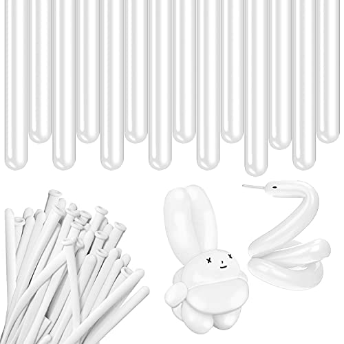 Rimobul 100PCS 260Q Twisting Animal Balloons Thickening Latex Twisting Modeling Long Magic Balloons for Animal Shape,Birthdays,Clowns(White)