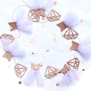 pinkblume Rose Gold Bride To Be Banner Sign Double Sided Glitter Paper 3D Wedding Dress Diamond Bride Garland Bunting for Bridal Shower Wedding Engagement Bachelorette Hen Party Decorations Supplies